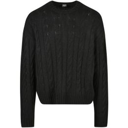 Fleecepullover Urban Classics "Urban Classics Herren Boxy Sweater", Herren, Gr. L, schwarz, 100% Polyacryl, unifarben, Rundhals, Sweatshirts Fleecepullover
