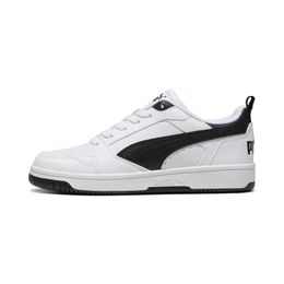 Puma Kinder Sneaker "Rebound V6 Low Sneakers Jugendliche", Gr. 35,5, schwarz-wei&szlig;, Obermaterial: Synthetik, Textil. Futter: Textil. Innensohle: