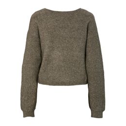 Pieces Damen Wickelpullover "PCSILLY LS REV WRAP KNIT NOOS BC", braun, Gr. XXL, meliert, unifarben, Strick, Obermaterial: 90% Polyester, 5% Wolle, 5%