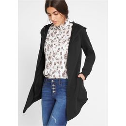 bonprix Damen Sweatjacke, schwarz, Gr. 40, unifarben, Web, Obermaterial: 60% Baumwolle, 40% Polyester, Sweatjacken, mit Kapuze, f&uuml;r vielseitige
