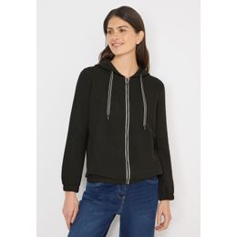 Cecil Damen Sweatjacke, schwarz, Gr. XL, unifarben, Sweatware, 55% Viskose, 42% Polyester, 3% Elasthan, Sweatjacken, mit Struktur-Muster