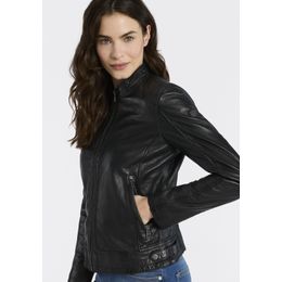 Mauritius Damen Lederjacke "MWYouvie", schwarz, Gr. XXL, unifarben, Obermaterial: 100% Schafsleder, Jacken, mit Stehkragen