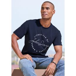 John Devin Herren T-Shirt, blau, Gr. S, bedruckt, Jersey, Obermaterial: 100% Baumwolle, Shirts, Rundhalsshirt mit Print aus reiner Baumwolle