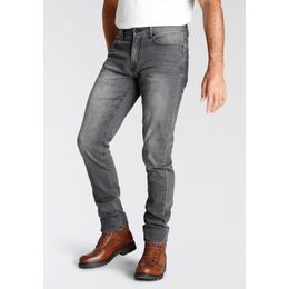 H.I.S. H.I.S Herren Slim-fit-Jeans "FLUSH", grau, Gr. 36, Denim/Jeans, Obermaterial: 75% Baumwolle, 23% Polyester, 2% Elasthan, Jeans, schmale Beinform, mit