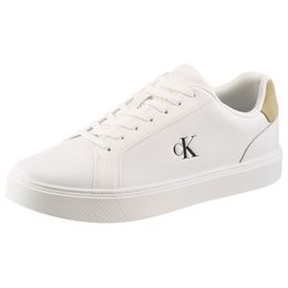 Herren Sneaker "CLASSIC CUPSOLE LACEUP LTH", Calvin Klein Jeans, Gr. 39wei&szlig;, oliv, Leder, unifarben mit Farbeinsatz, Schuhe, Schn&uuml;rschuh,