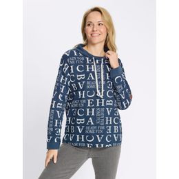 Classic Basics Damen Sweatshirt, blau, Gr. 56, bedruckt, gemustert, 50% Baumwolle, 50% Polyester, Sweatshirts