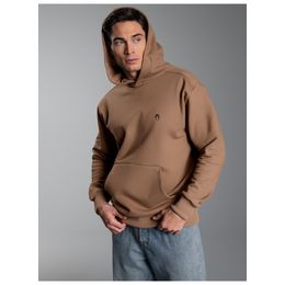 TRIGEMA Herren Sweatshirt "TRIGEMA Hoodie mit Affe Charly-Stickmotiv"haselnuss, Basic, Gr. L, Sweatware, 70% Baumwolle, 30% Polyester, Sweatshirts
