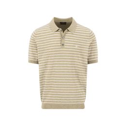 Fynch-Hatton Herren Poloshirt, beige, Gr. XXL, gestreift, Web, Obermaterial: 88% Baumwolle, 12% Leinen, Shirts, mit Logo Stickerei