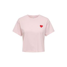 Only Damen T-Shirt "T-Shirt ONLBRIANNA LIFE O-NECK TOP BOX 1er Pack", pink, Gr. L, Obermaterial: 100% Baumwolle CO., Shirts