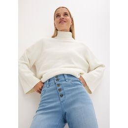 bonprix Damen Straight-Jeans "Straight-Jeans High Waist, Stretch", blau, Gr. 36, unifarben, Denim/Jeans, Obermaterial: 82% Baumwolle, 17% Polyester,