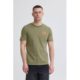 Blend Damen Rundhalsshirt "BHSun Island"dusty olive, Basic, Gr. L, Jersey, 100% Baumwolle, Shirts, Modernes T-Shirt mit Backprint
