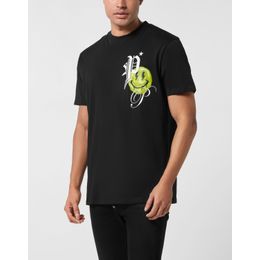 Philipp Plein Herren T-Shirt "Smile", schwarz, Gr. S, Obermaterial: 100% Baumwolle, Shirts