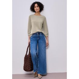 Street One Damen 3/4-Arm-Shirt, beige, Gr. 34, unifarben, Stoff, 46% Modal, 46% Polyester, 8% Elasthan, Shirts, im Silk Look