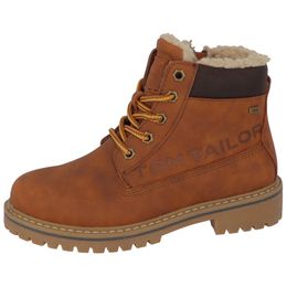 Tom Tailor M&auml;dchen Winterboots, Gr. 32, braun, Lederimitat, Textil, Schuhe, mit weich abgepolstertem Schaftrand