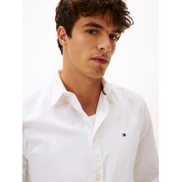 Tommy Hilfiger Herren Langarmhemd "FLEX POPLIN SHIRT"wei&szlig;, Gr. XXL, unifarben, Popeline, Obermaterial: 100% Baumwolle, Hemden, Slim Fit, Kentkragen,