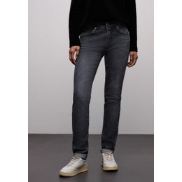 Street One Damen Slim-fit-Jeans, grau, Gr. 25, unifarben, Jeans, 82% Baumwolle, 15% Polyester, 3% Elasthan, Jeans, 5-Pocket-Style