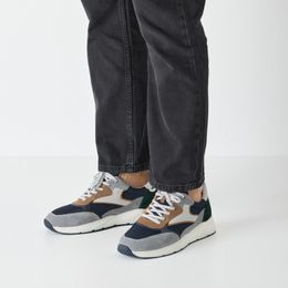 Tamaris Herren Sneaker, Gr. 46, blau, Glattleder, Textil, Veloursleder, kontrastfarbene Details, Schuhe, Freizeitschuh, Schn&uuml;rschuh mit modischen