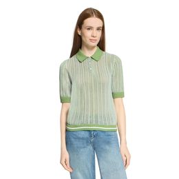 Kurzarmshirt Cartoon "Damen mit Kragen", Damen, Gr. 34, khaki, wei&szlig;, Obermaterial: 100% Baumwolle, regular fit normal, Shirts