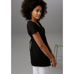 Damen Tunika, schwarz, Gr. 38, Aniston SELECTED, unifarben, Jersey, Obermaterial: 95% Viskose, 5% Elasthan, Tuniken, mit Raffung im Brustbereich
