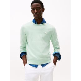 Tommy Hilfiger Herren Rundhalspullover "ESSENTIAL COTTON"minty essence heather, Gr. S, Strick, Obermaterial: 100% Baumwolle, Pullover, Crewneck