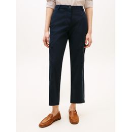 Tommy Hilfiger Damen Chinohose "CO GMD SLIM STRAIGHT CHINO", blau, Gr. 46, unifarben, Web, Obermaterial: 65% Baumwolle, 33% Lyocell, 2% Elasthan,