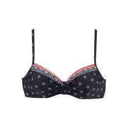 Lascana Damen B&uuml;gel-Bikini-Top "Kimer", schwarz, Gr. 38, bedruckt, gemustert, Polyamid, Bikini-Oberteile, mit modernem Print