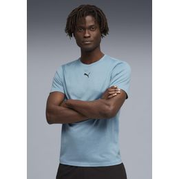 Puma Herren Trainingsshirt "M TAD ESSENTIALS HEATHER CAT TEE (CF SMALL CAT)"baltic sea blau heather, Gr. XL, Jersey, Obermaterial: 100% Polyester,