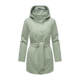 Marikoo Damen Kurzmantel "Katalinaa", gr&uuml;n, Gr. XXL, 90% Polyester, 10% Viskose, M&auml;ntel, Eleganter Wickel Mantel mit Tailleng&uuml;rtel und Oversized Hood