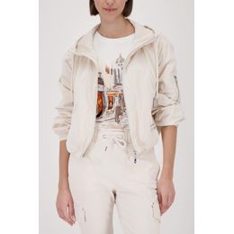 Kurzjacke monari "Basic Glanznylon", Damen, Gr. 42, beige, Web, Obermaterial: 55% Polyurethan, 45% Polyamid. Futter: 100% Polyester, unifarben, regular fit kurz, Rundhals, eingesetzt elastischer Bund, Jacken Kurzjacke, Regular fit mit Rei&szlig;verschlusstaschen