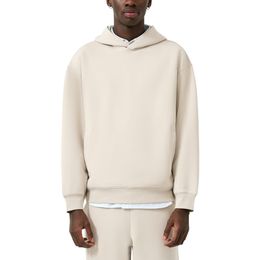 QS Herren Kapuzensweatshirt, beige, Gr. L, bestickt, unifarben, Sweatware, Obermaterial: 67% Polyester, 33% Baumwolle, Sweatshirts, unifarben, mit