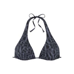 ELBSAND Damen Triangel-Bikini-Top "Letra", schwarz, Gr. 34, bedruckt, Recycling-Polyamid, Bikini-Oberteile, mit tollem Wording