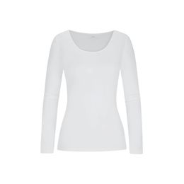 Mey Damen Langarmshirt "Cotton Pure", Gr. 46, wei&szlig;, Single Jersey, Obermaterial: 94% Baumwolle, 6% Elasthan, Shirts, Tiefer Rundhalsausschnitt