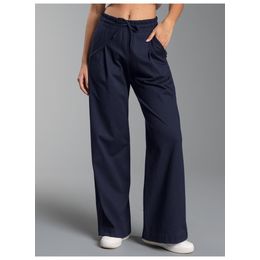 TRIGEMA Damen Jerseyhose "TRIGEMA Wide Leg Hose"navy, Basic, Gr. M, Piqu&eacute;, 100% Baumwolle, Hosen