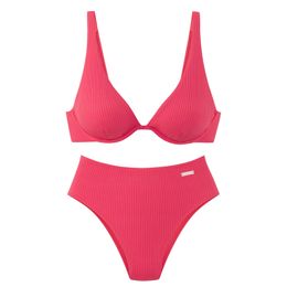 ELBSAND Damen B&uuml;gel-Bikini, rot, Gr. 38, strukturiert, unifarben, Recycling-Polyamid, Bikini-Sets, aus trendiger Rippware