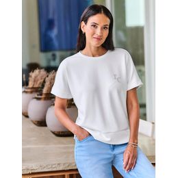 Sweatshirt Heine, Damen, Gr. 44, ecru, 50% Modal, 44% Polyester, 6% Elasthan, unifarben, Rundhals, Sweatshirts Sweatshirt