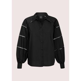 Madeleine Mode MADELEINE Damen Hemdbluse "Hemdbluse Baumwollbluse mit Spitzendetails", schwarz, Modern, Gr. 38, Obermaterial: 100% Baumwolle CO., Blusen, D&uuml;nne