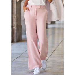 Lascana Damen Anzughose "mit verstellbarem Bund", rosa, Gr. 44, unifarben, Web, Obermaterial: 65% Polyester, 28% Viskose, 7% Elasthan, Hosen,