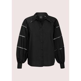 Madeleine Mode MADELEINE Damen Hemdbluse "Hemdbluse Baumwollbluse mit Spitzendetails", schwarz, Modern, Gr. 40, Obermaterial: 100% Baumwolle CO., Blusen, D&uuml;nne