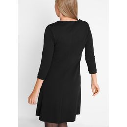 bonprix Damen Shirtkleid, schwarz, Gr. 56, Jersey, Obermaterial: 70% Polyester, 25% Viskose, 5% Elasthan, Kleider, leicht ausgestellte A-Linie,