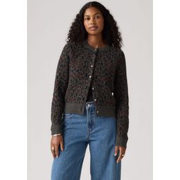 Levi's LEVI'S Damen Strickjacke "TARA WOOLY CARDIG"dilara leopard charc, Gr. L, Strick, Obermaterial: 47% Polyacryl, 24% Polyamid, 24% Polyester, 5% Wolle,
