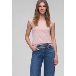 Street One Damen T-Shirtminimal rose, Gr. 46, unifarben, Web, 50% Baumwolle, 50% Modal, Shirts, mit U-Boot-Ausschnitt