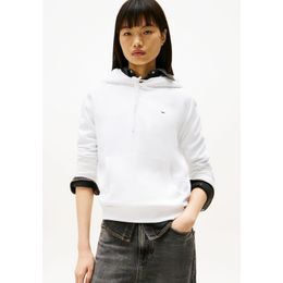 Tommy Jeans Damen Kapuzensweatshirt "TJW REG S FLAG HOODIE", wei&szlig;, Gr. XS, unifarben, Sweatware, Obermaterial: 80% Baumwolle, 20% Polyester,