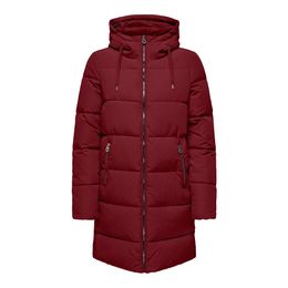 Only Damen Steppmantel "ONLMANNY LONG PUFFER COAT OTW ZL", rot, Gr. XS, unifarben, Web, Obermaterial: 60% Polyester, 40% Nylon, M&auml;ntel