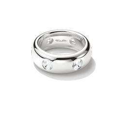 Thomas Sabo Damen Fingerring "Bold Elegance Bandring silber", 58, Silber 925 (recycelt), 8mmsilberfarben, kristallwei&szlig;, Silber 925 (recycelt),