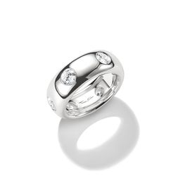 Thomas Sabo Damen Fingerring "Bold Elegance Bandring silber", 60, Silber 925 (recycelt), 8mmsilberfarben, kristallwei&szlig;, Silber 925 (recycelt),