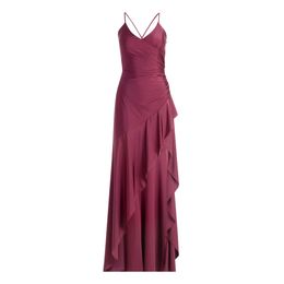 Abendkleid Vera Mont "Damen mit Volant", Damen, Gr. 38, Normalgr&ouml;&szlig;en, prune wine, Jersey, Obermaterial: 81% Polyamid, 19% Elasthan. Futter: 100% Polyester, figurbetont lang, V-Ausschnitt, Kleider Abendkleid