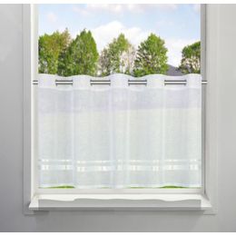 Scheibengardine OTTO HOME, B:90cm H:30cm, wei&szlig;, Voile, Polyester, K&uuml;che, Gardinen, "REGINA", mit einseitig aufgen&auml;hten Satinb&auml;ndern, Leinenstruktur,