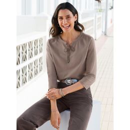 Inspirationen Damen 3/4-Arm-Shirt "3/4-Arm-Shirt", grau, Gr. 38, unifarben, 100% Baumwolle, Shirts