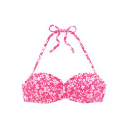 Vivance Damen B&uuml;gel-Bandeau-Bikini-Top "Leni", wei&szlig;, Gr. 38, bedruckt, floral, Microfaser, Bikini-Oberteile, mit gelaserter Wellenkante