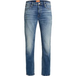 Jack & Jones JACK & JONES Herren Tapered-fit-Jeans "JJIMIKE JJORIGINAL CJ SN", blau, Gr. 38, Abriebeffekte, Denim/Jeans, Obermaterial: 98% Baumwolle, 2% Elasthan,